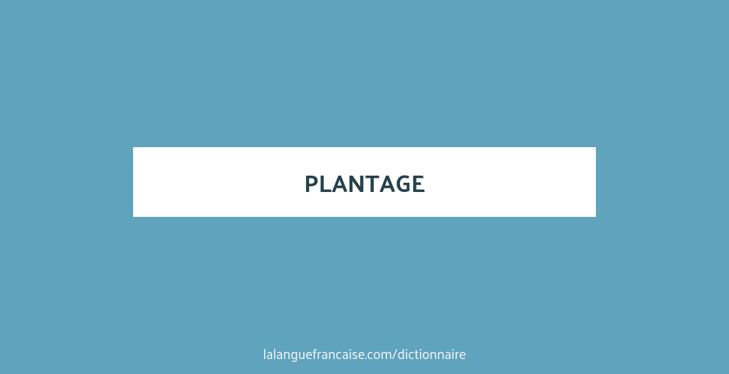 Définition de plantage | Dictionnaire français