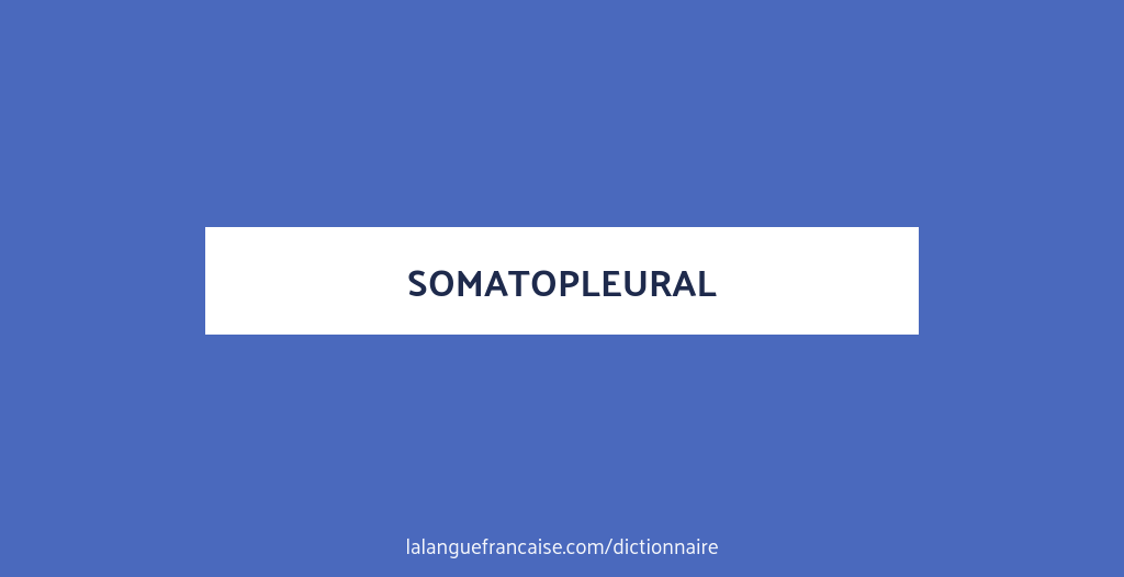 Définition de somatopleural | Dictionnaire français