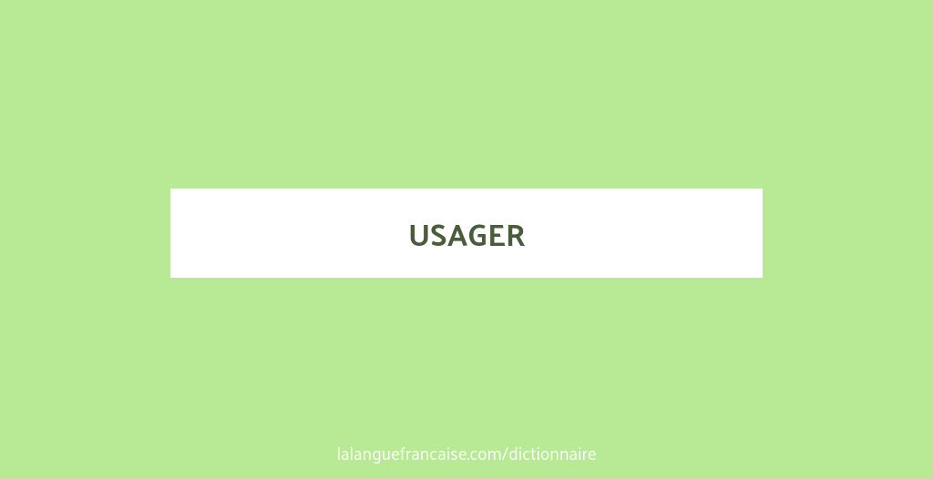 Définition de usager | Dictionnaire français